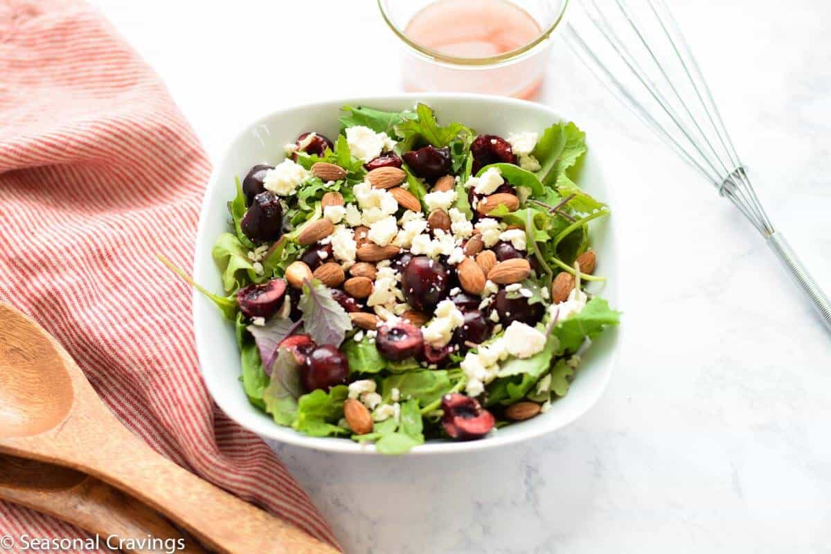 Supergreens Salad with Cherries and Feta - Seasonal Cravings