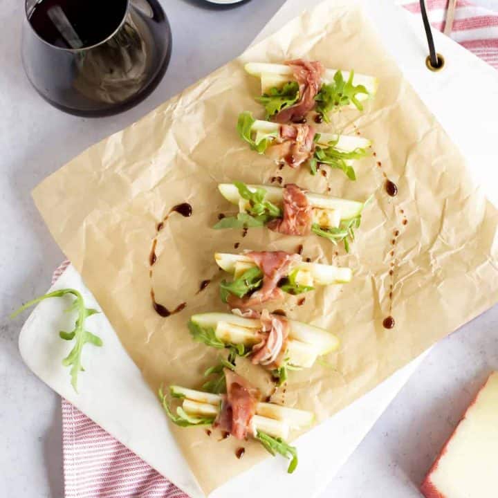 Prosciutto Wrapped Pears with Manchego - Seasonal Cravings